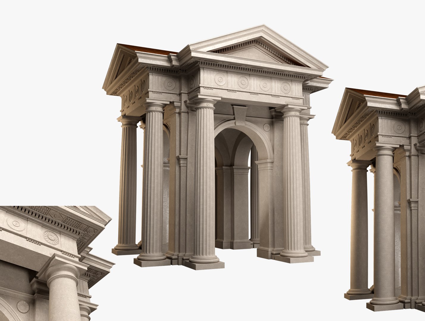 3D Rched Portico In Doric Denticulated Column Order Gazebo - TurboSquid ...