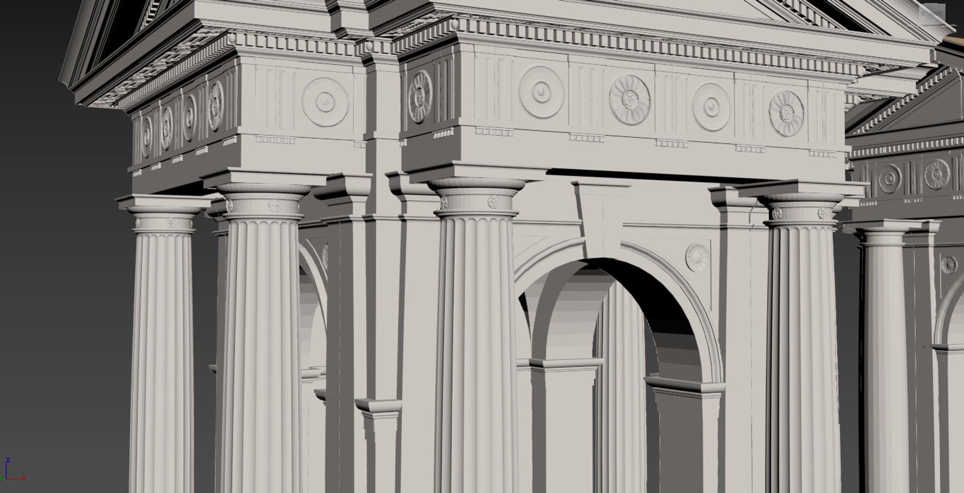 3D Rched Portico In Doric Denticulated Column Order Gazebo - TurboSquid ...