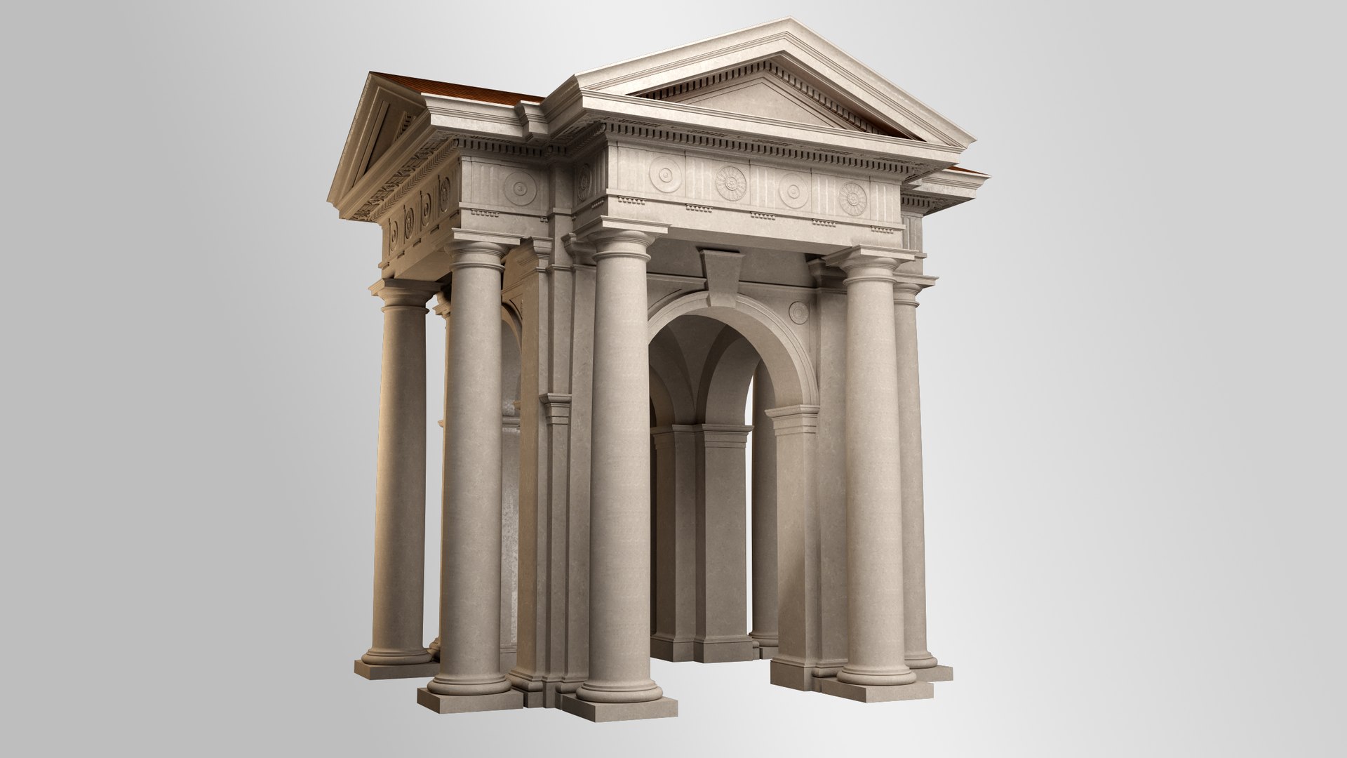 3D Rched Portico In Doric Denticulated Column Order Gazebo - TurboSquid ...