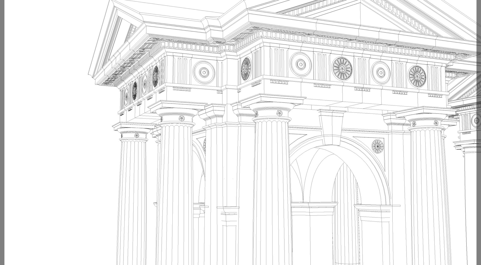 3D Rched Portico In Doric Denticulated Column Order Gazebo - TurboSquid ...