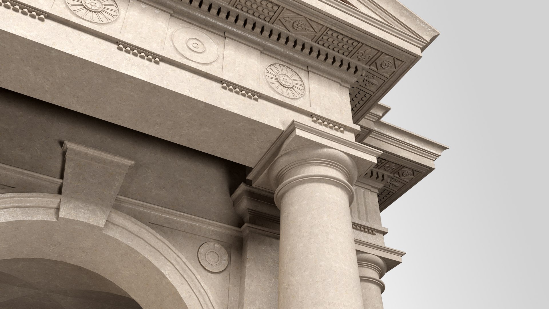 3D Rched Portico In Doric Denticulated Column Order Gazebo - TurboSquid ...