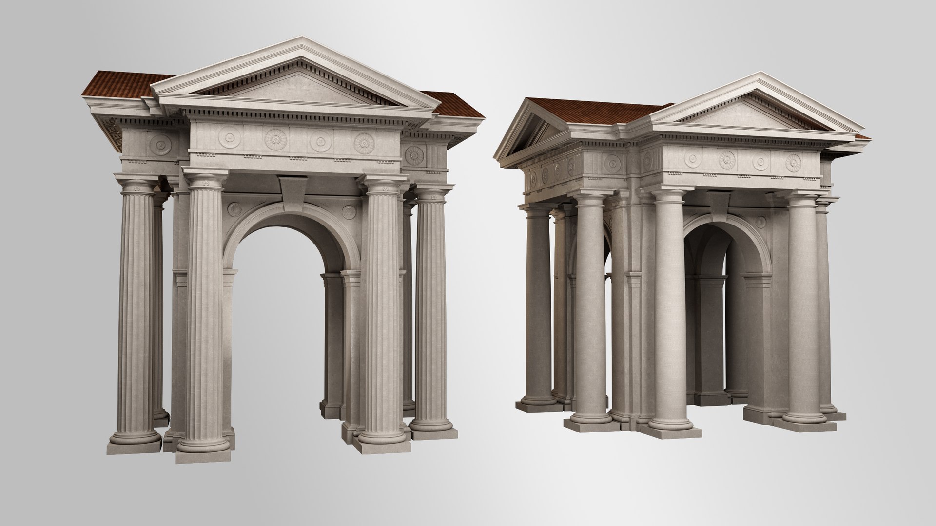 3D Rched Portico In Doric Denticulated Column Order Gazebo - TurboSquid ...