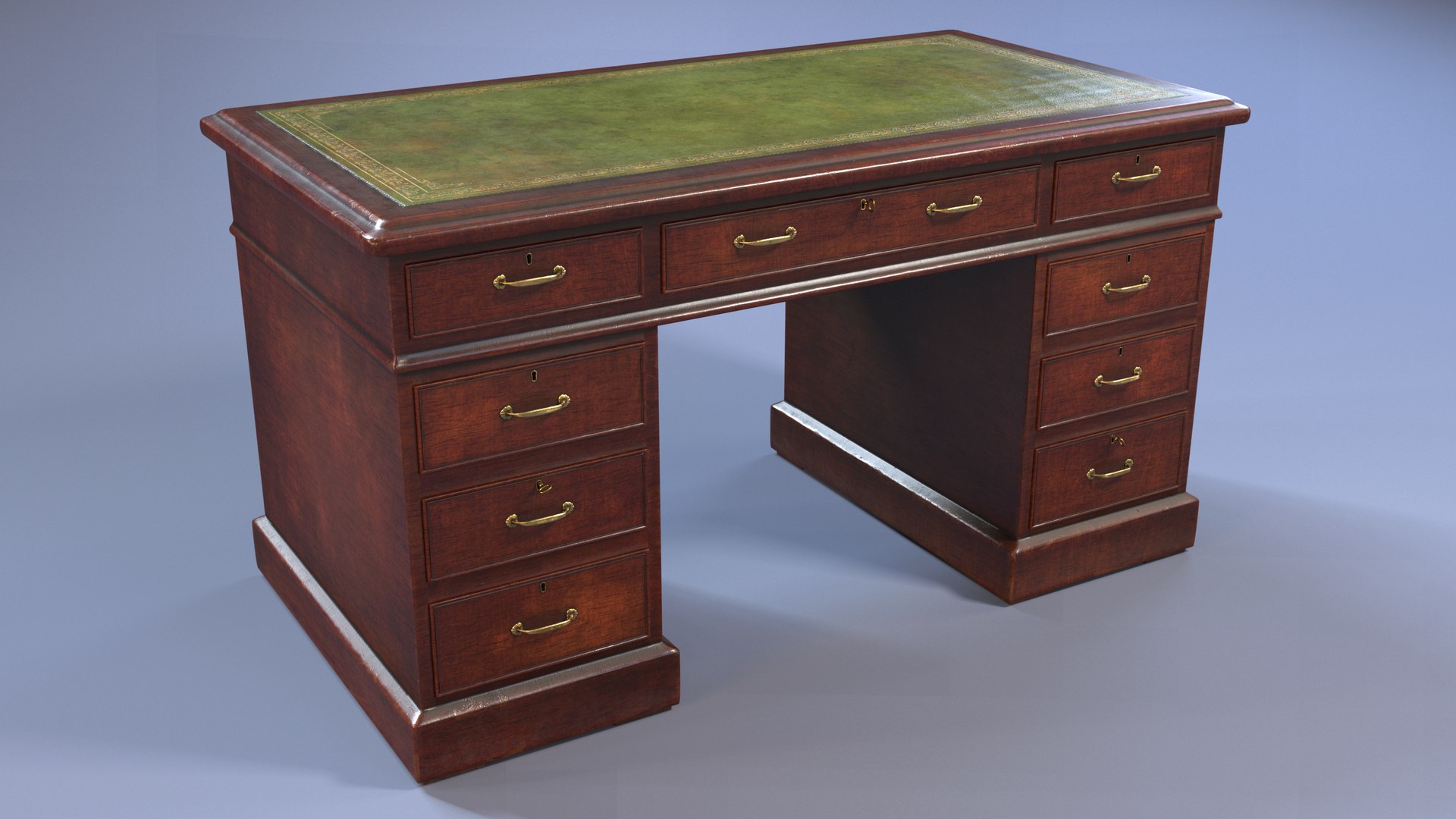 3D Victorian Pedestal Desk Model - TurboSquid 2334148