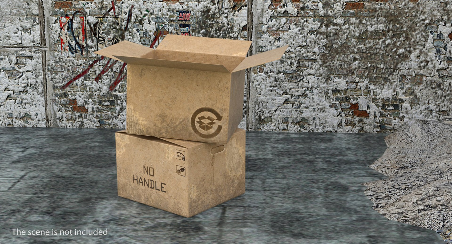 Open old cardboard boxes 3D model - TurboSquid 1306767