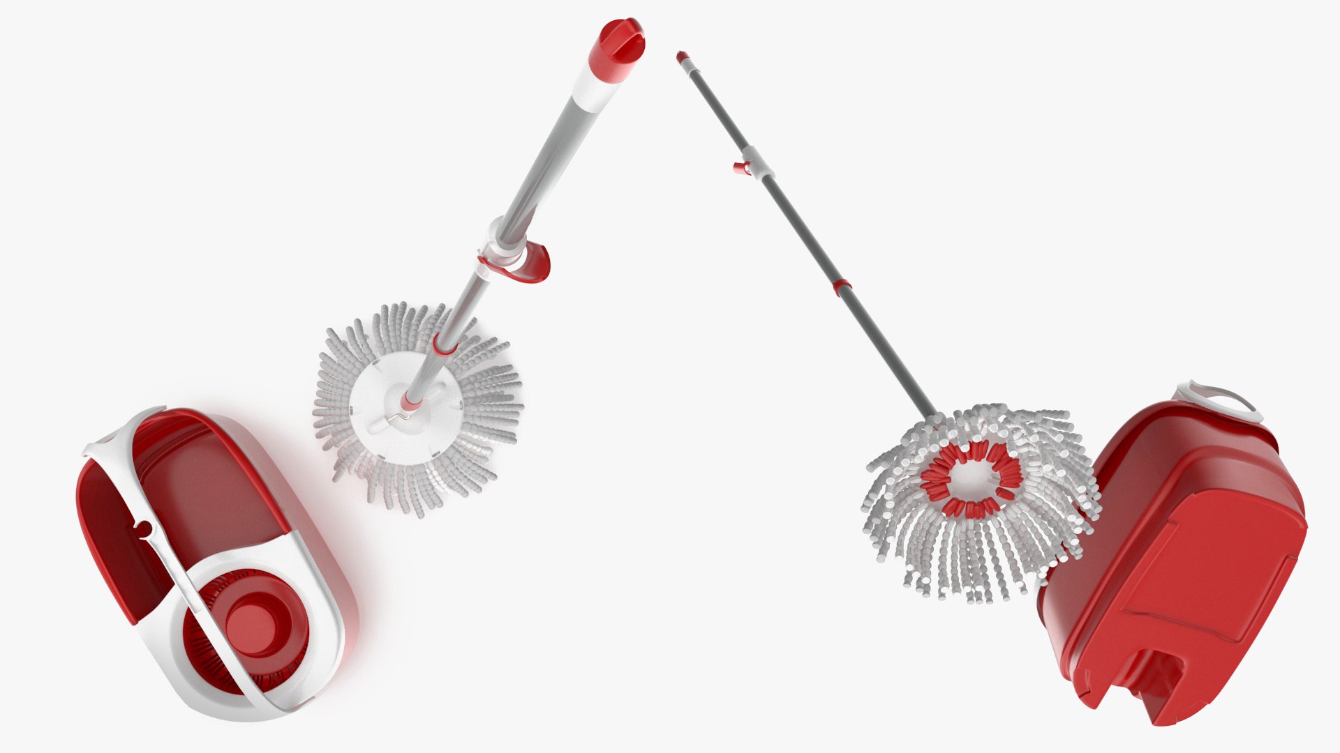 Swab with Plastic Bucket Red 3D - TurboSquid 2147282