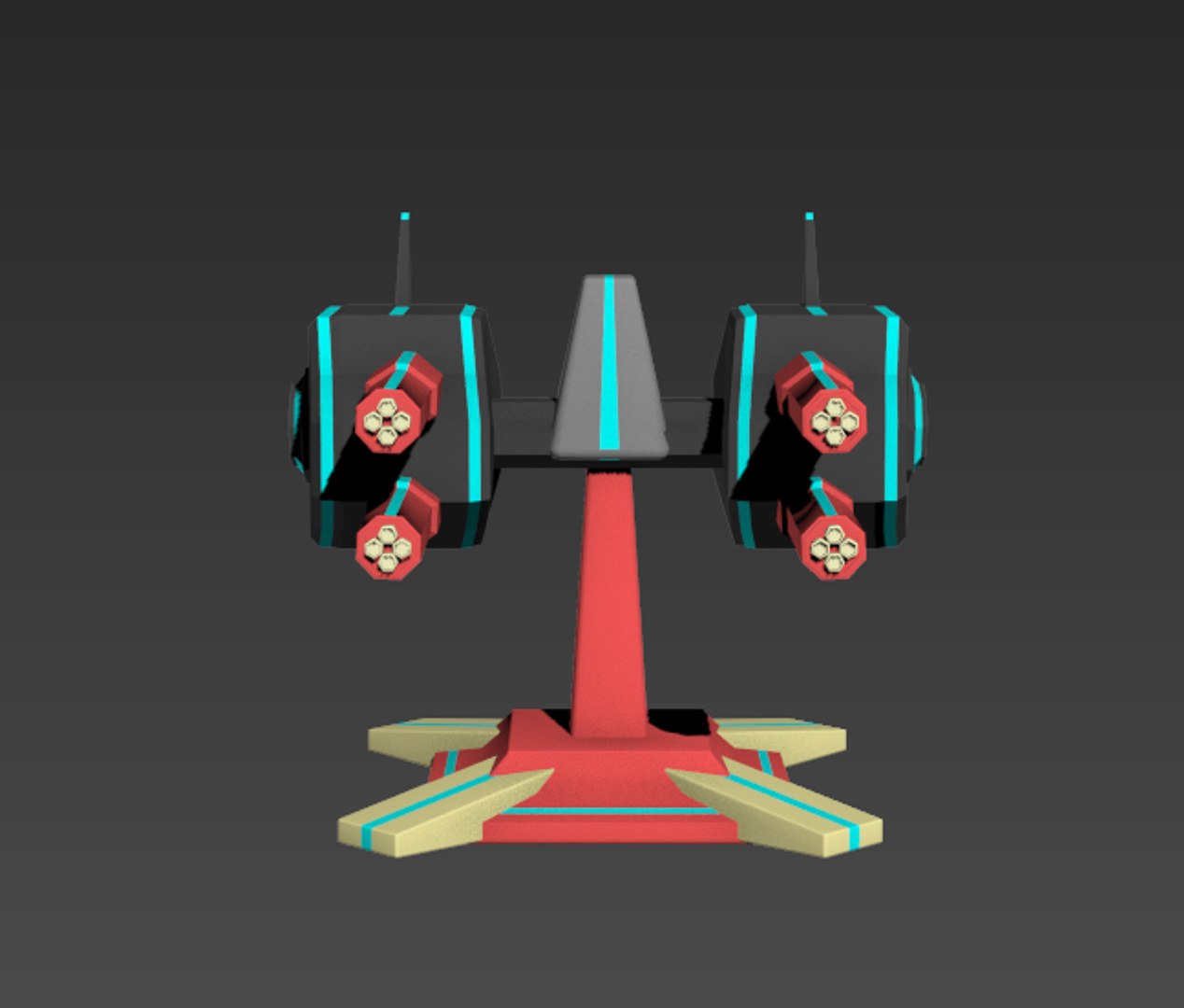 Machine gun turret 3D model - TurboSquid 1638698