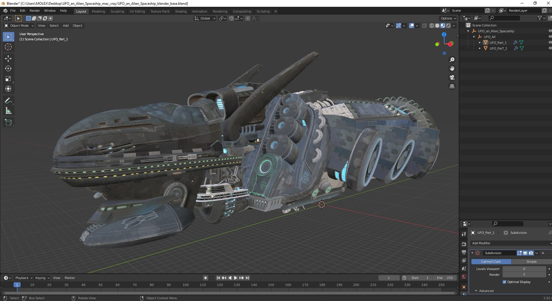 UFO An Alien Spaceship 3D Model - TurboSquid 2136659