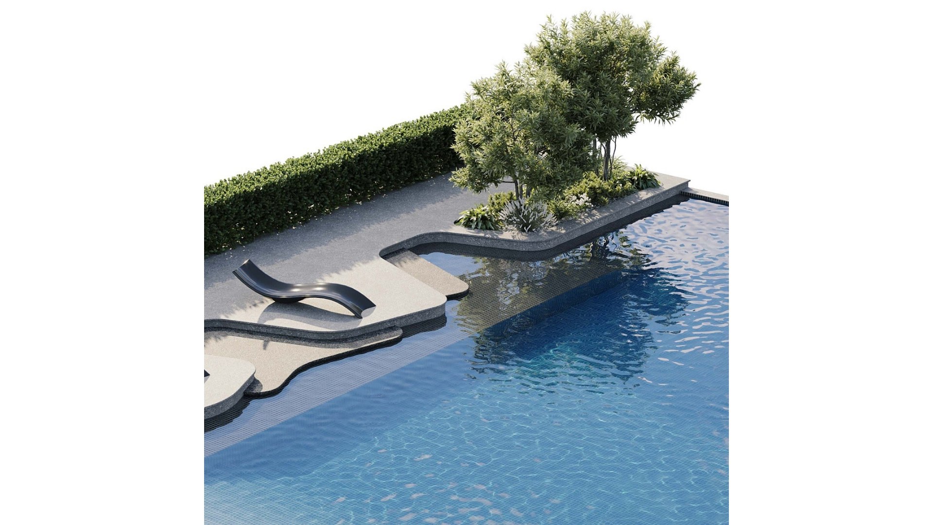 3D Modern Minimalist Rooftop Infinity Pool With Jacuzzi - 3D Model ...