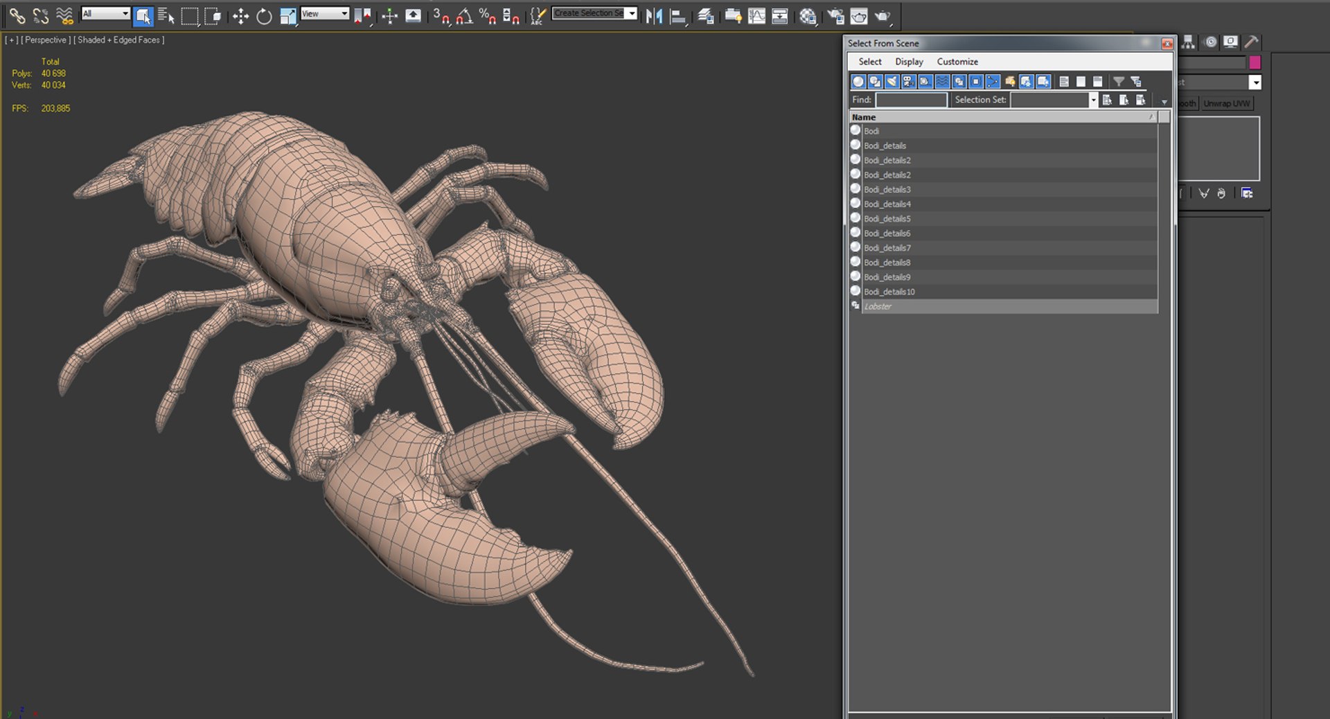 3d model lobster pose 3