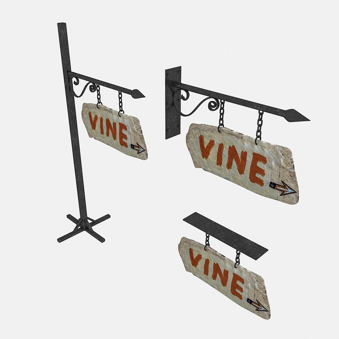 Old stone vine sign model - TurboSquid 1648617