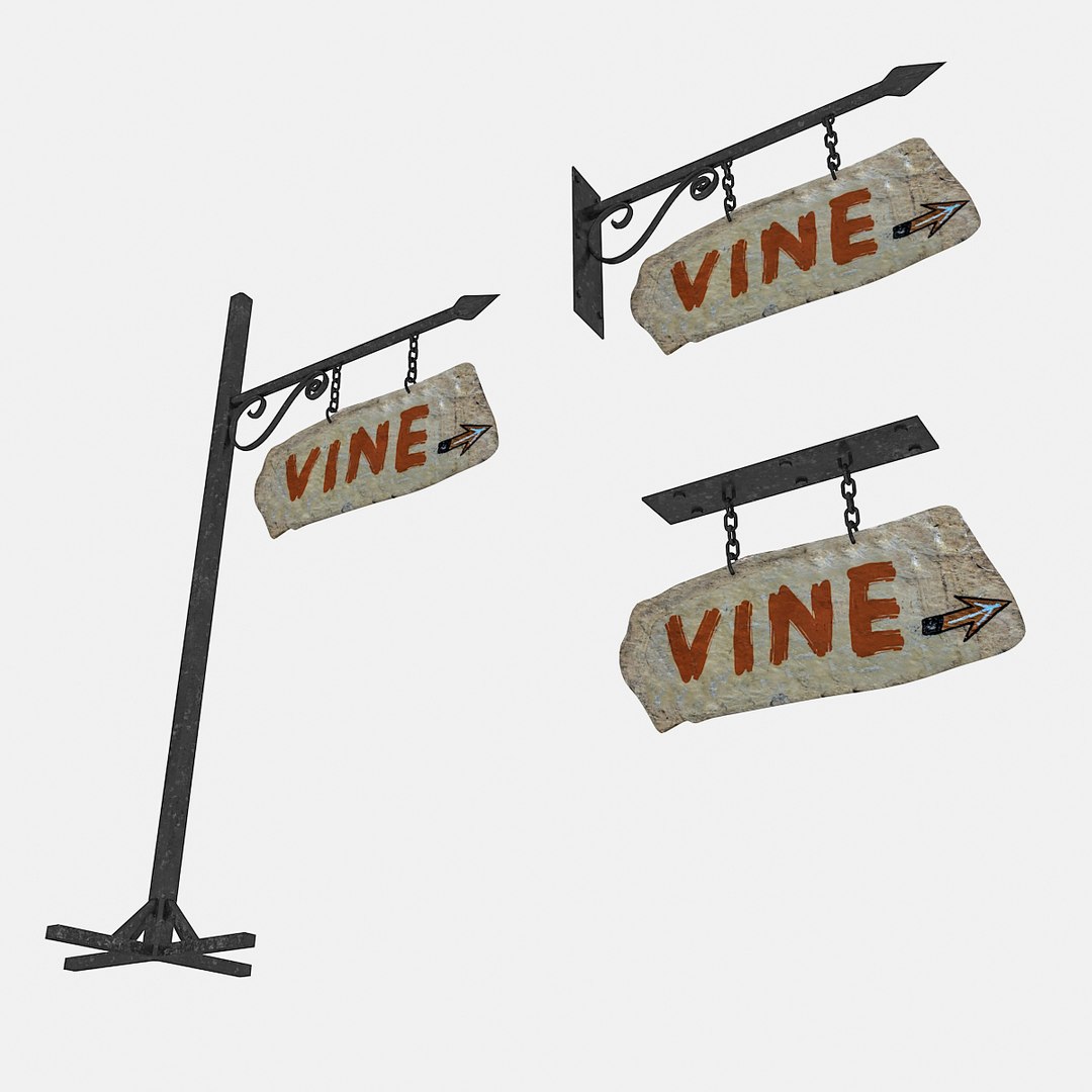 Old stone vine sign model - TurboSquid 1648617