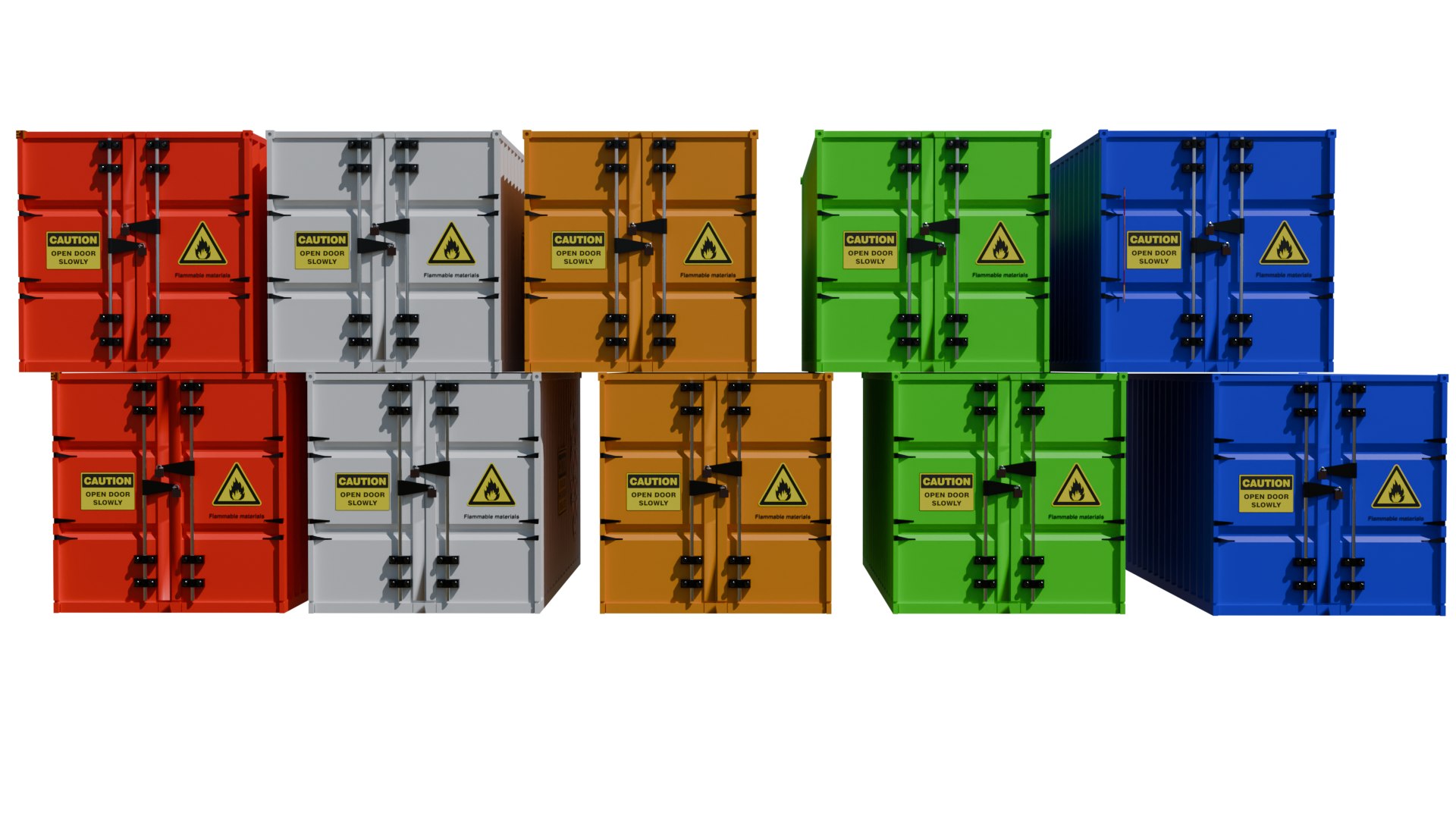 Realistic 3D Container Set - 5 Color Variations 3D Model - TurboSquid ...