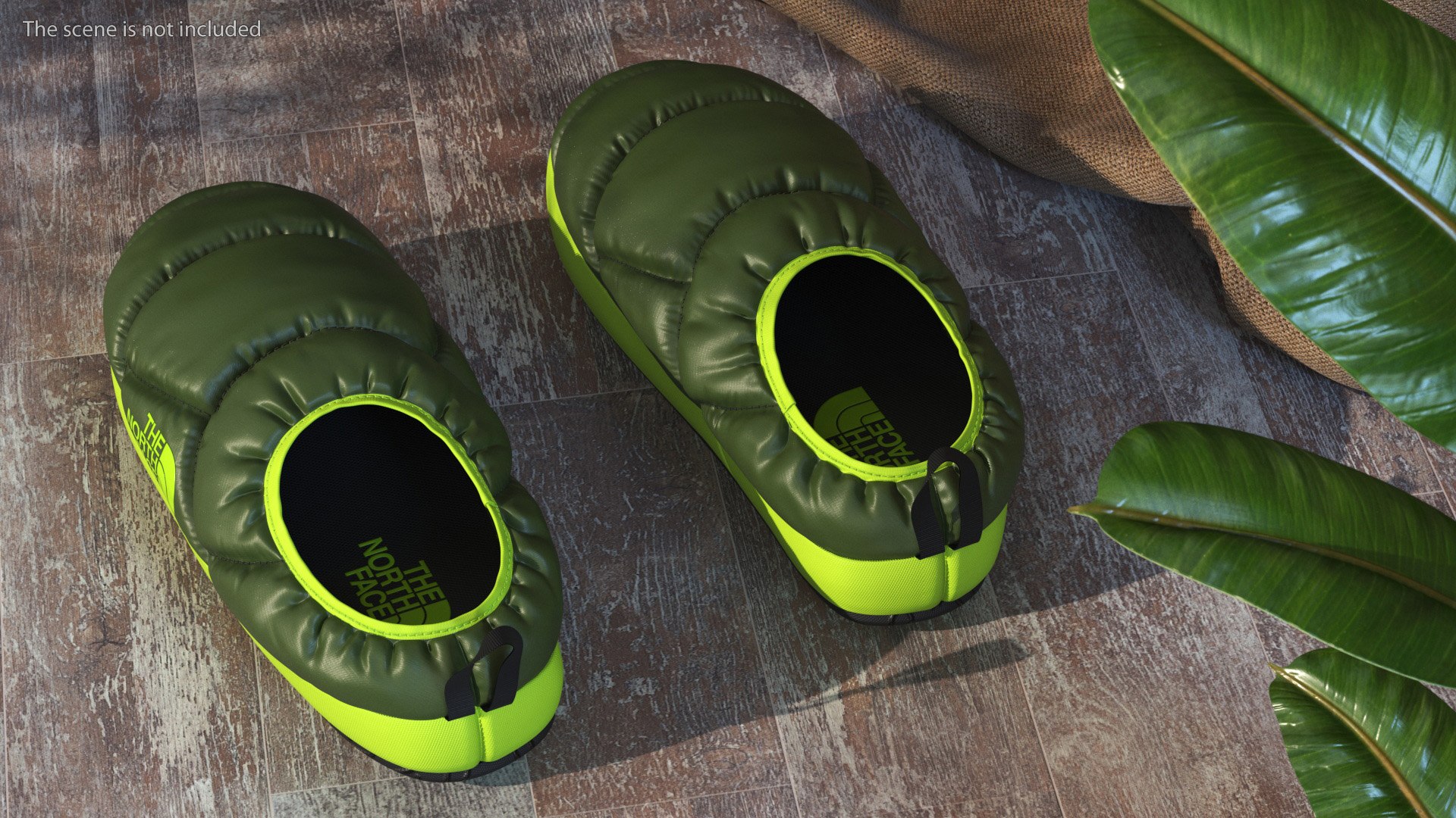 Green North Face Down Slippers Model - TurboSquid 2045447