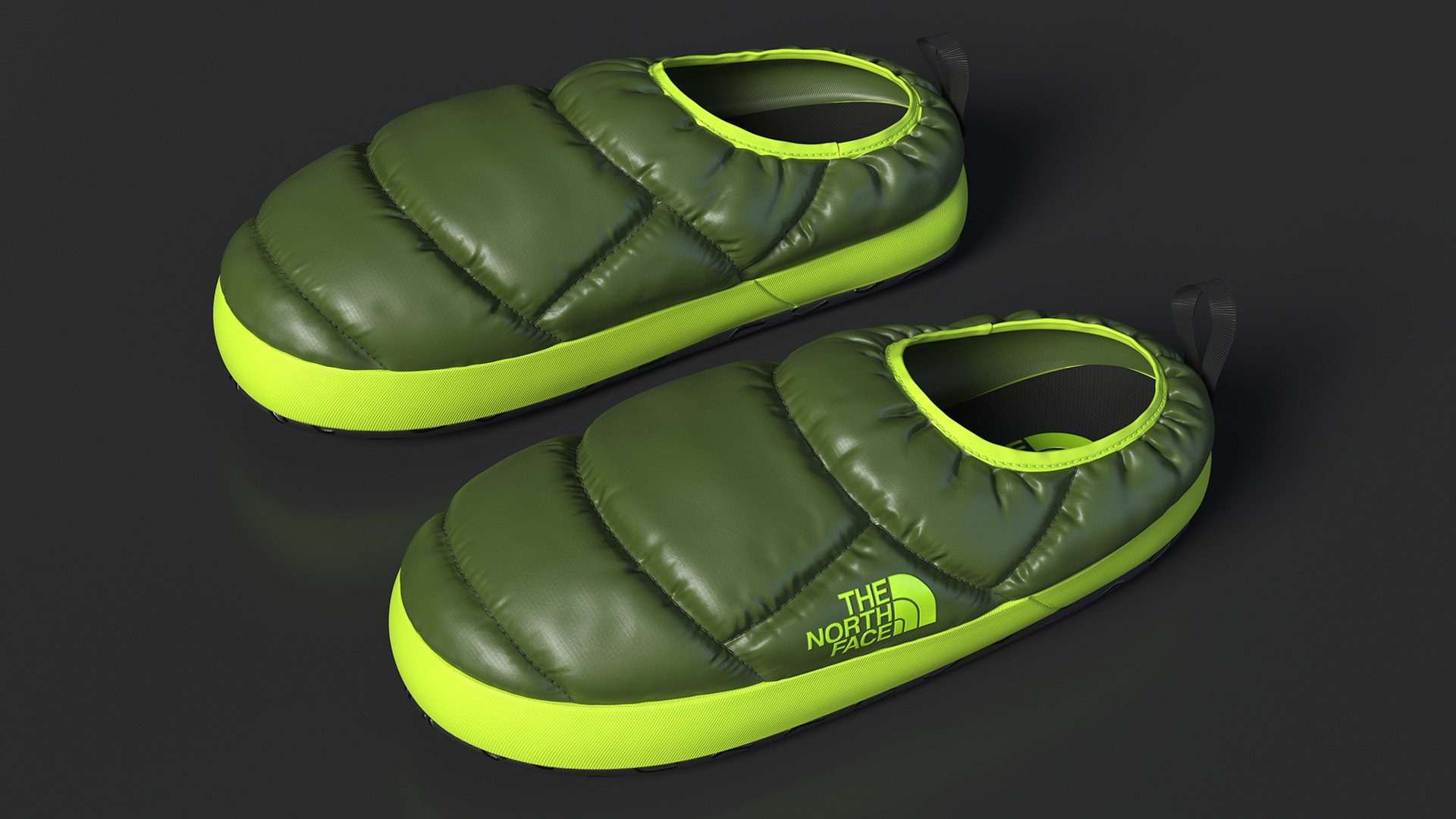 Green North Face Down Slippers Model - TurboSquid 2045447