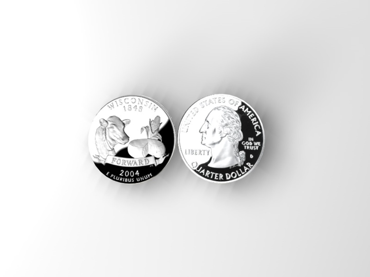 3d Model Wisconsin Quarter