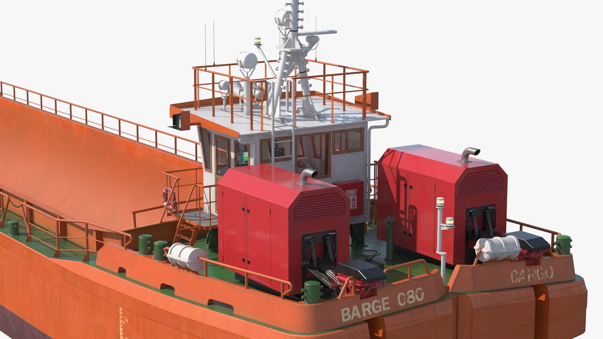 3D Model Industrial Split Barge Empty State Orange - TurboSquid 2411028