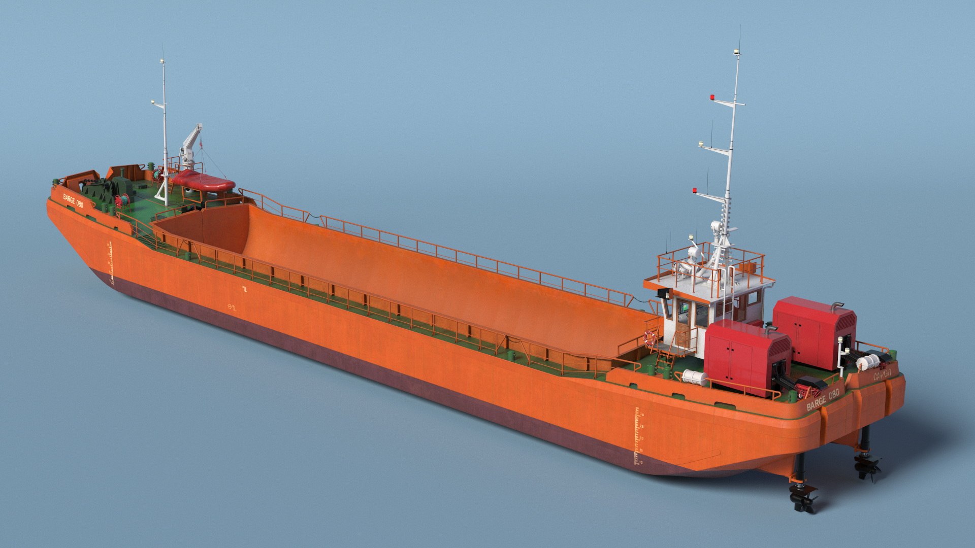 3D Model Industrial Split Barge Empty State Orange - TurboSquid 2411028