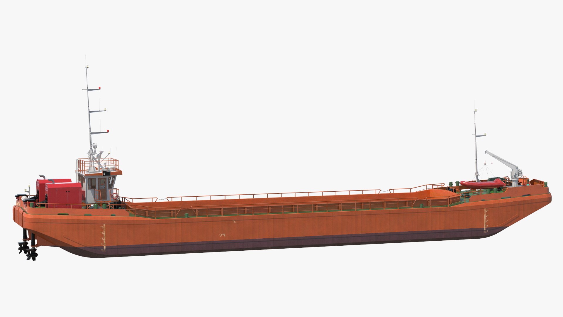 3D Model Industrial Split Barge Empty State Orange - TurboSquid 2411028