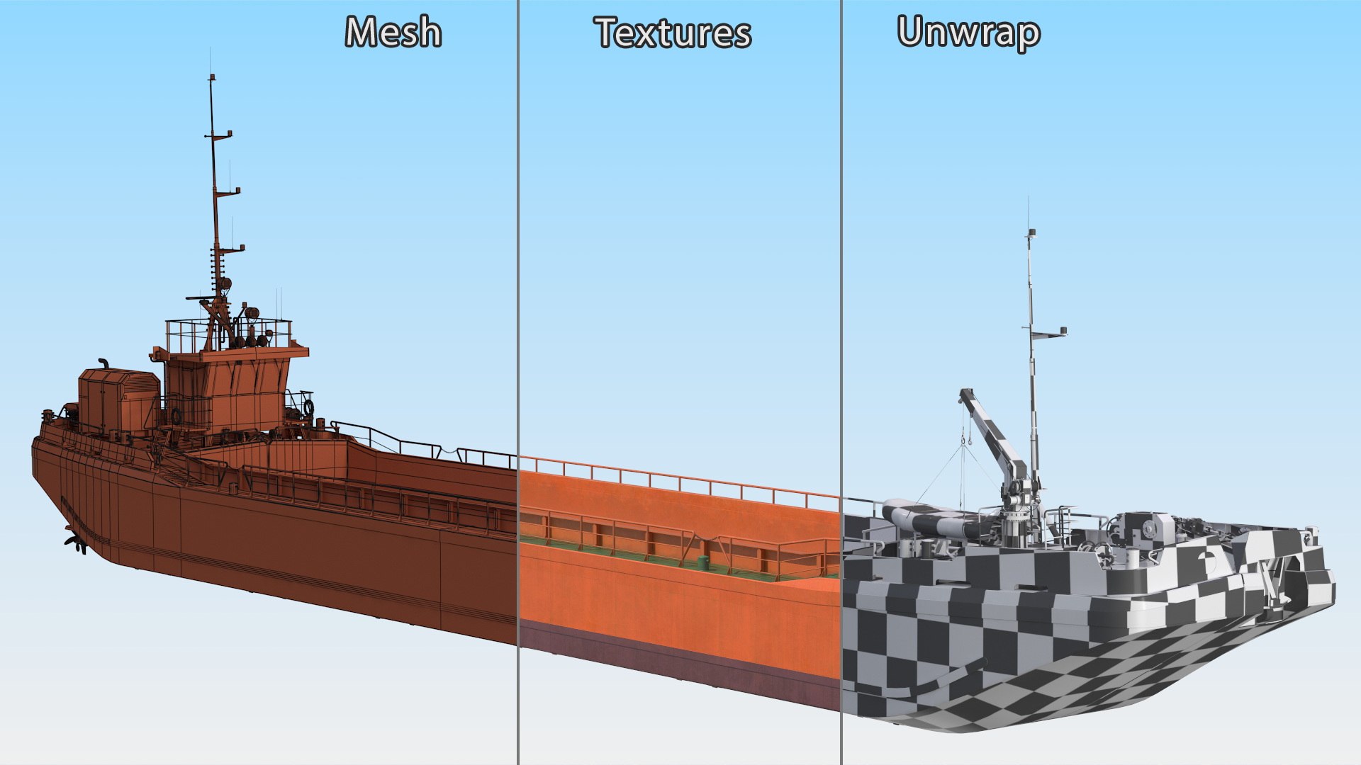 3D Model Industrial Split Barge Empty State Orange - TurboSquid 2411028