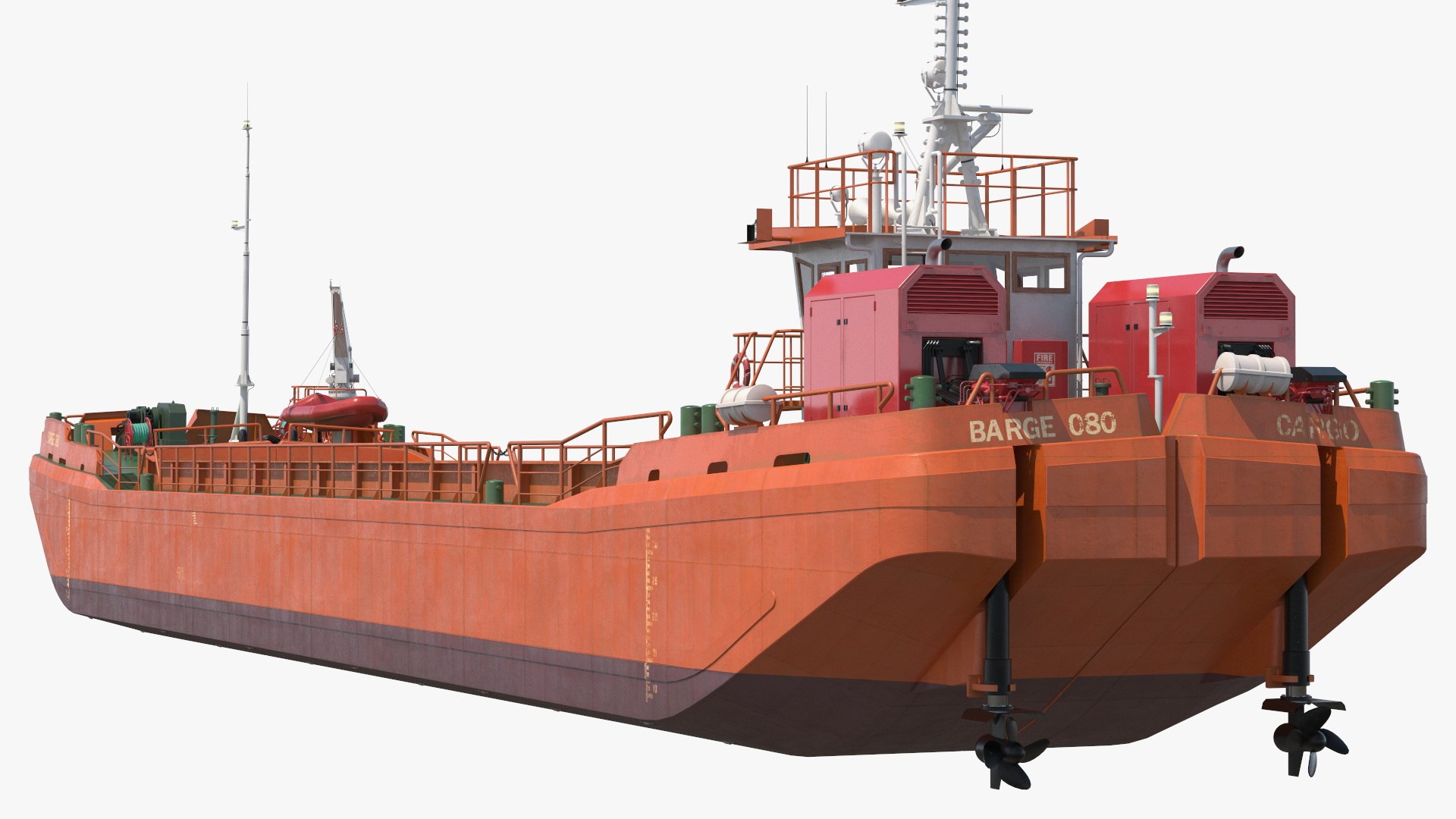 3D Model Industrial Split Barge Empty State Orange - TurboSquid 2411028