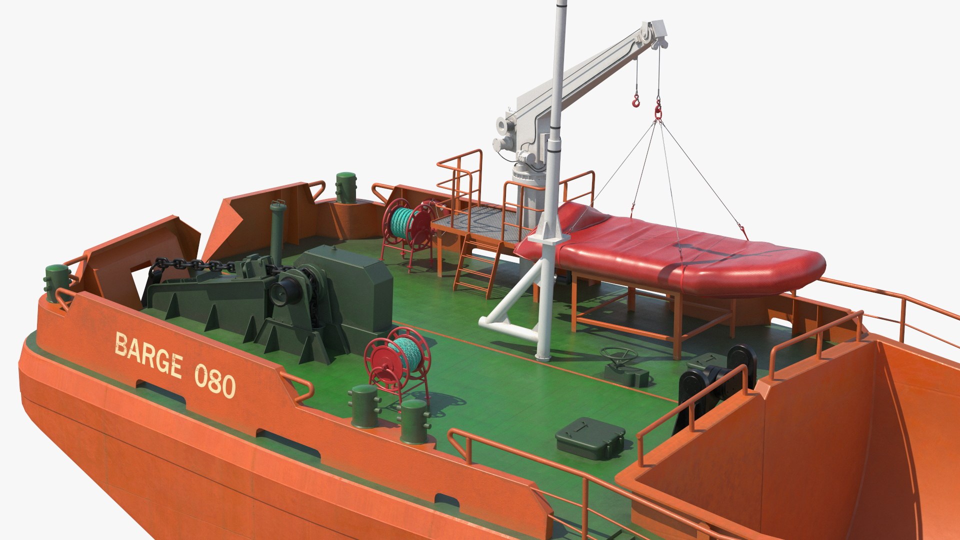 3D Model Industrial Split Barge Empty State Orange - TurboSquid 2411028