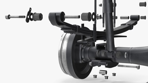 modelo 3d Vista despiezada de la suspensión de ballesta de la Toyota ...