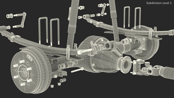 modelo 3d Vista despiezada de la suspensión de ballesta de la Toyota ...