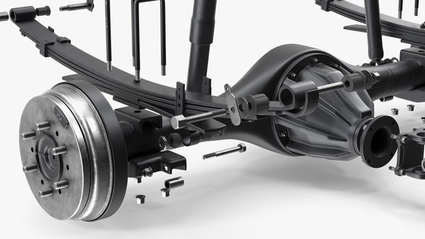 modelo 3d Vista despiezada de la suspensión de ballesta de la Toyota ...