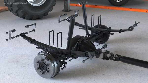 modelo 3d Vista despiezada de la suspensión de ballesta de la Toyota ...