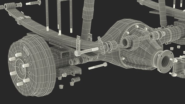 modelo 3d Vista despiezada de la suspensión de ballesta de la Toyota ...
