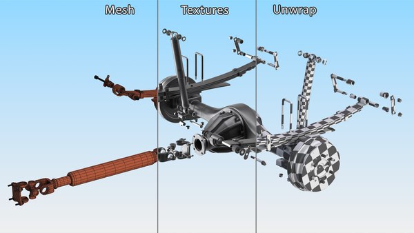 modelo 3d Vista despiezada de la suspensión de ballesta de la Toyota ...