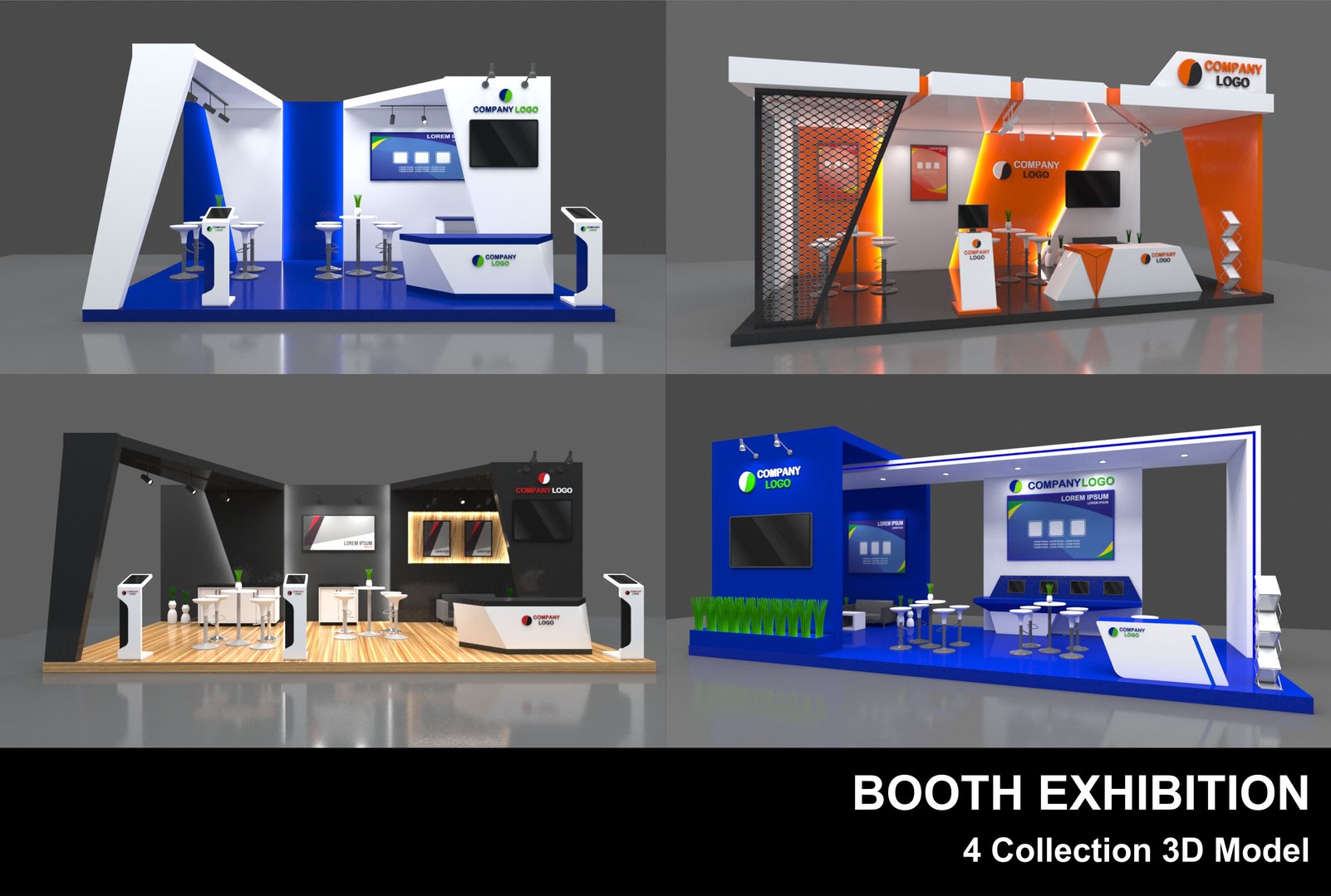 4 Booth Exhibition Modern 3D Model - TurboSquid 1772584