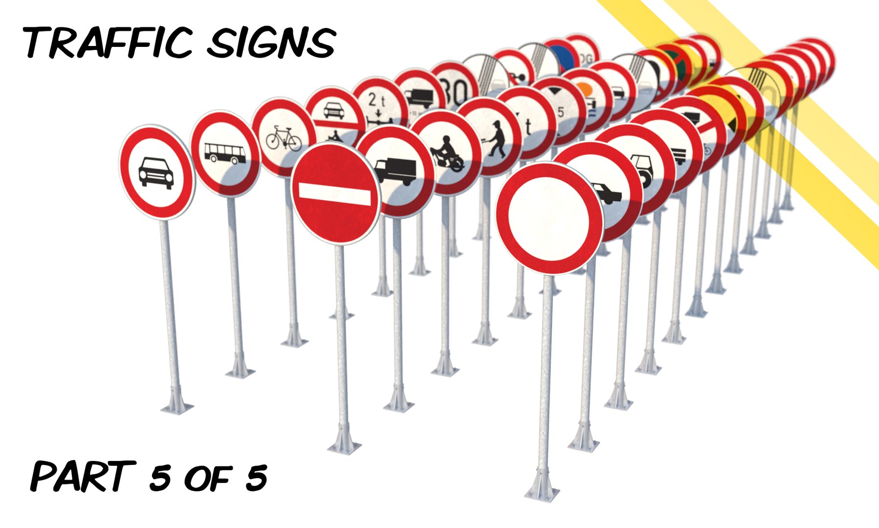 Czech Traffic Road Signs 3d Model