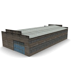 low-poly factory 3d model
