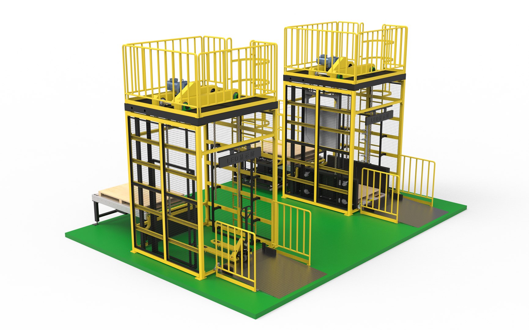 3D Model Logistics Double Pallet Elevator - TurboSquid 1867938