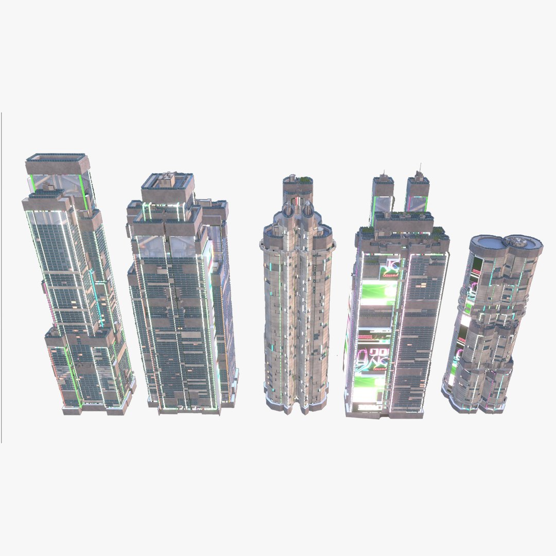3D Sci-Fi Futuristic Cyberpunk Sci Fi City Building Skyscraper Pack Bundle 2 Model - TurboSquid ...