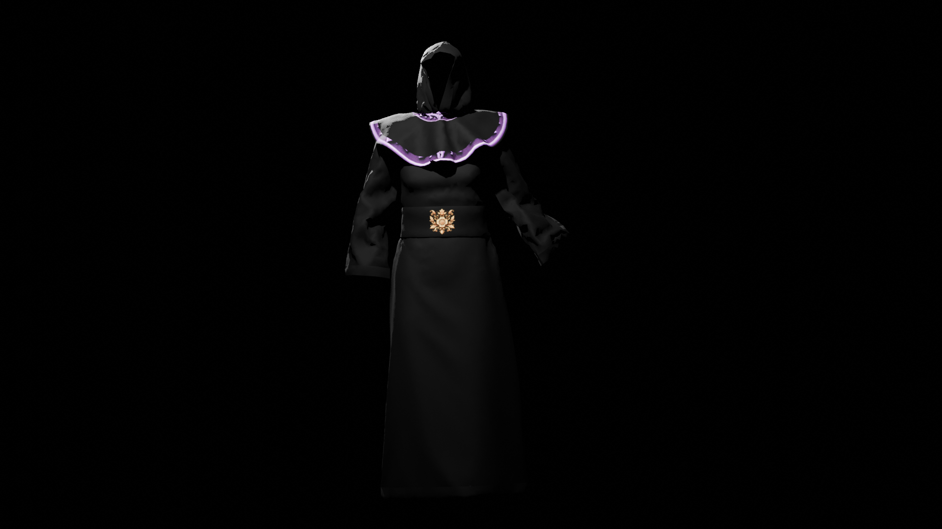 3D Fantasy Robe Black with Hood - TurboSquid 2173777