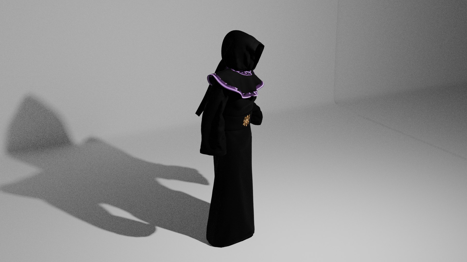 3D Fantasy Robe Black with Hood - TurboSquid 2173777