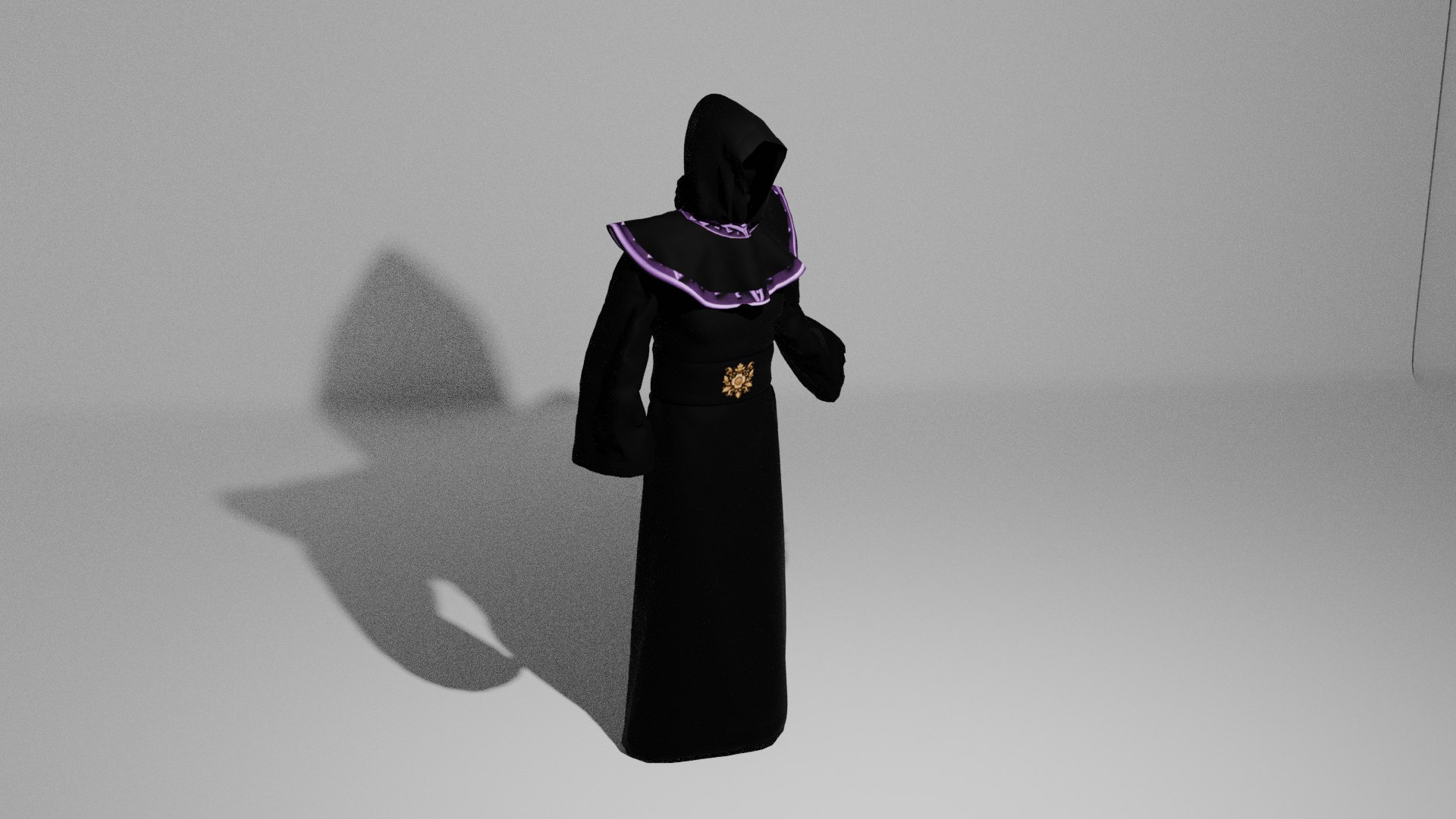3D Fantasy Robe Black with Hood - TurboSquid 2173777