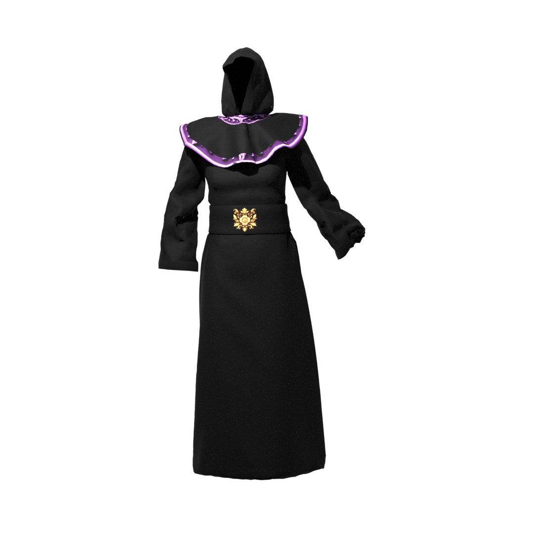 3D Fantasy Robe Black with Hood - TurboSquid 2173777