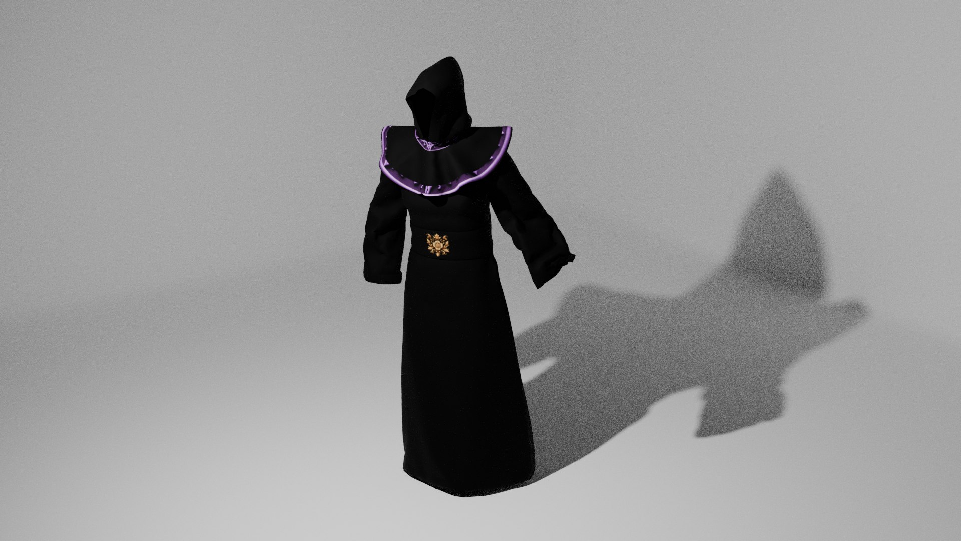 3D Fantasy Robe Black with Hood - TurboSquid 2173777