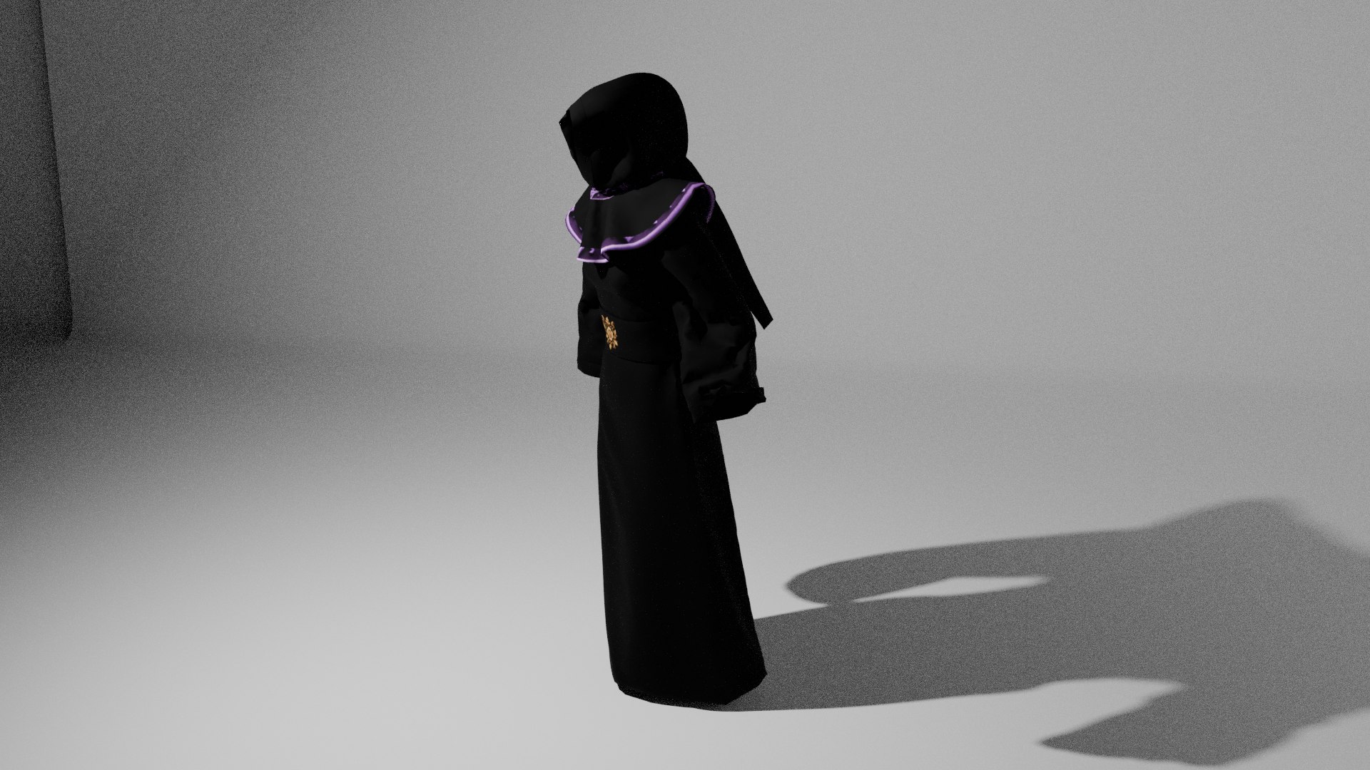 3D Fantasy Robe Black with Hood - TurboSquid 2173777