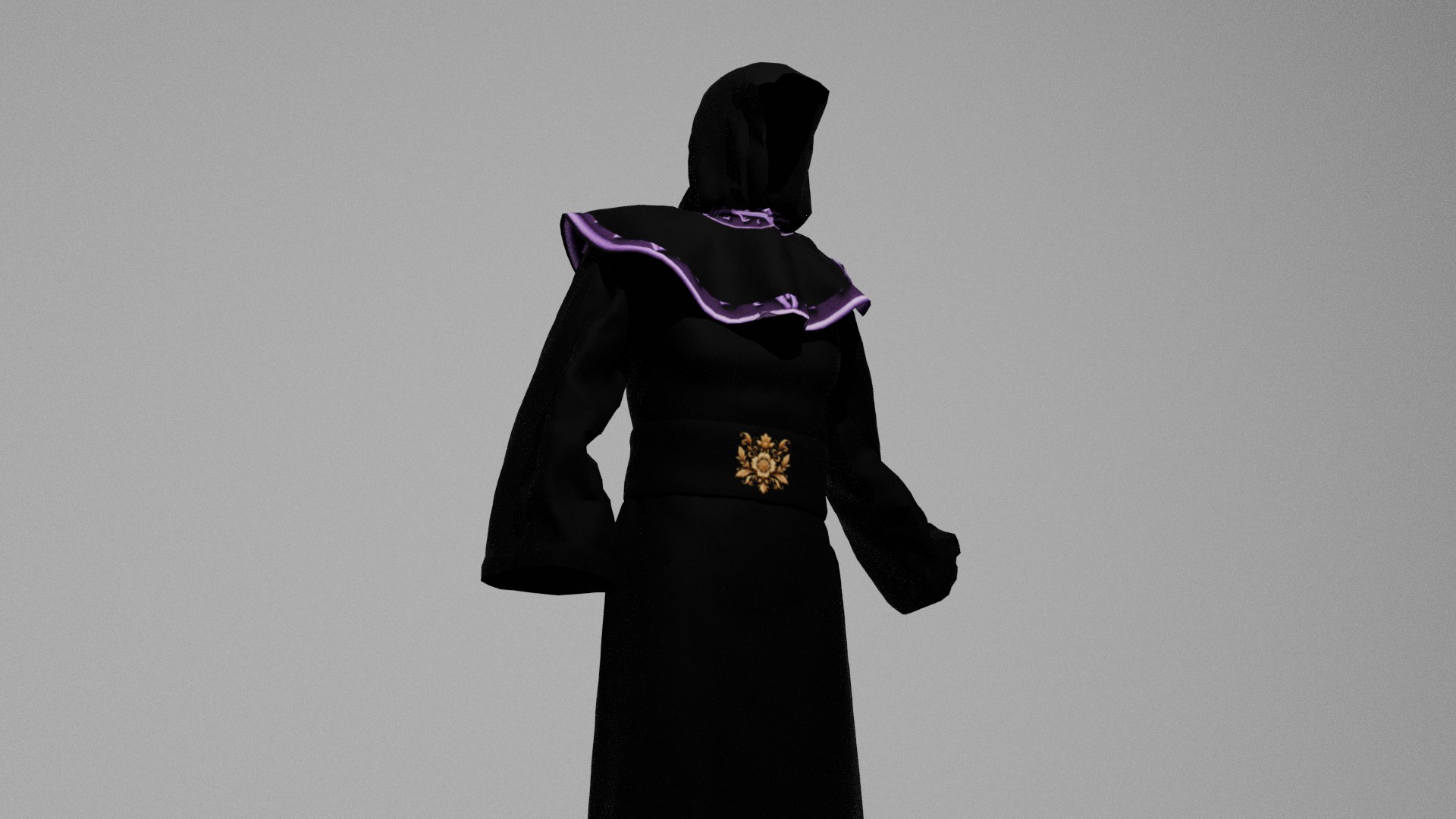 3D Fantasy Robe Black with Hood - TurboSquid 2173777