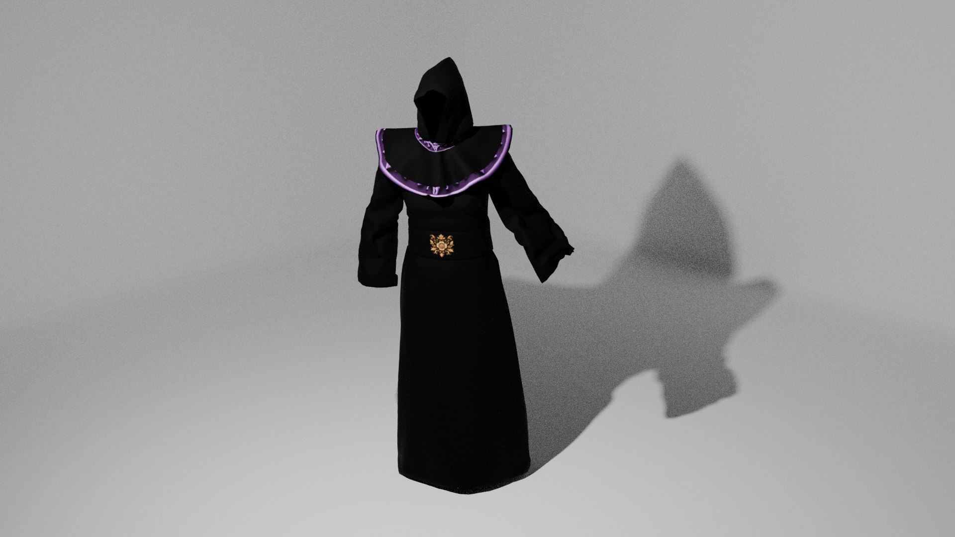3D Fantasy Robe Black with Hood - TurboSquid 2173777