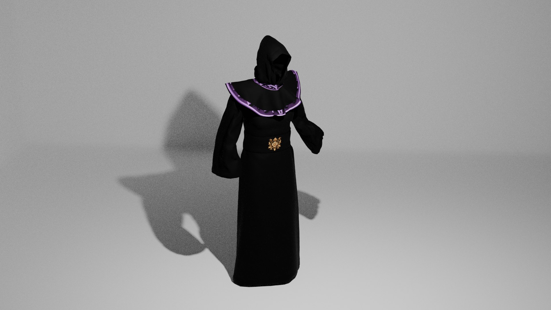 3D Fantasy Robe Black with Hood - TurboSquid 2173777