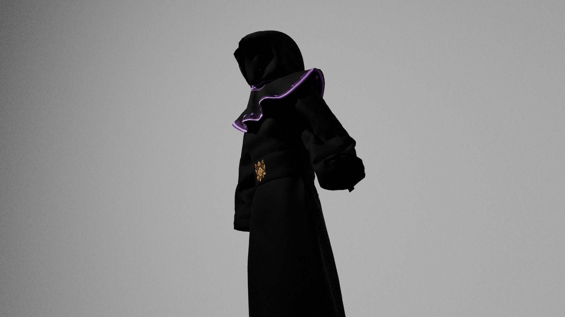 3D Fantasy Robe Black with Hood - TurboSquid 2173777