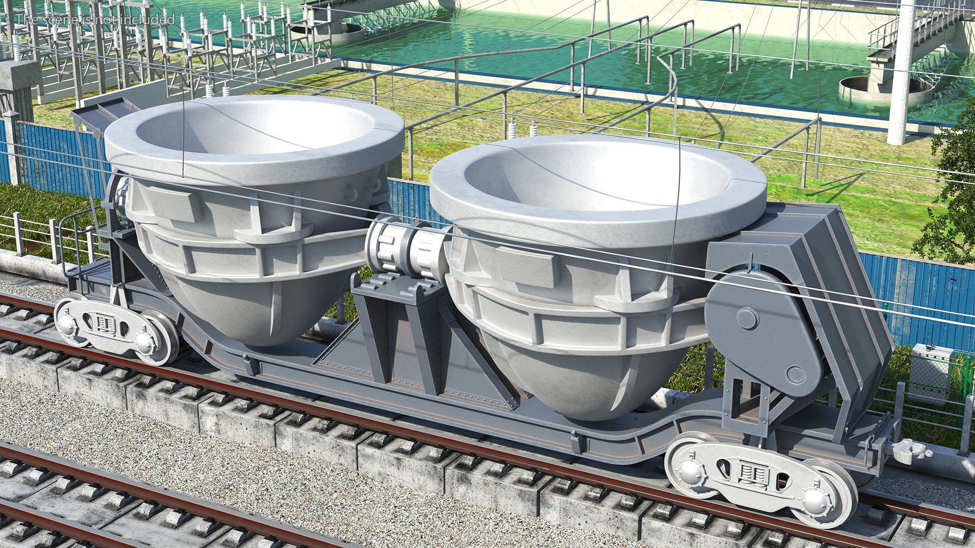 3D Steel Double Pot Slag Car - TurboSquid 2169073