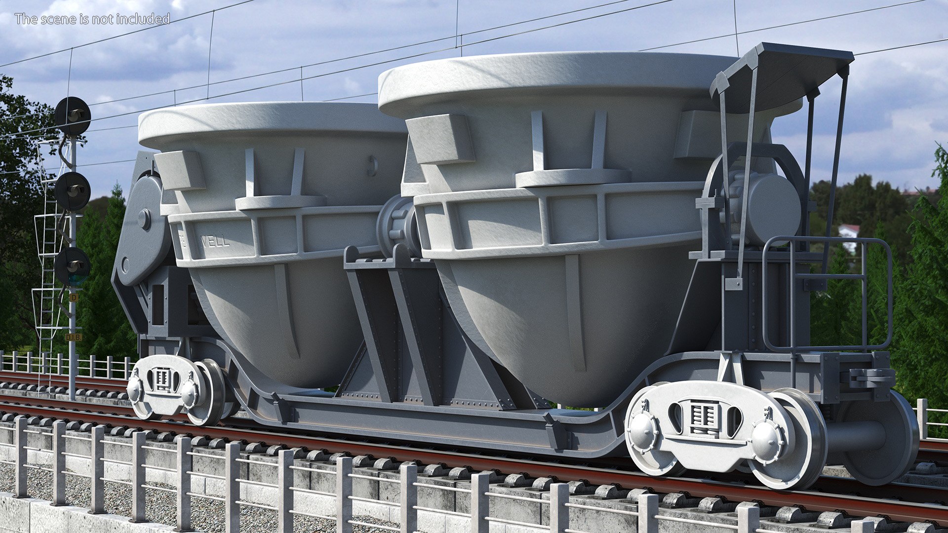 3D Steel Double Pot Slag Car - TurboSquid 2169073