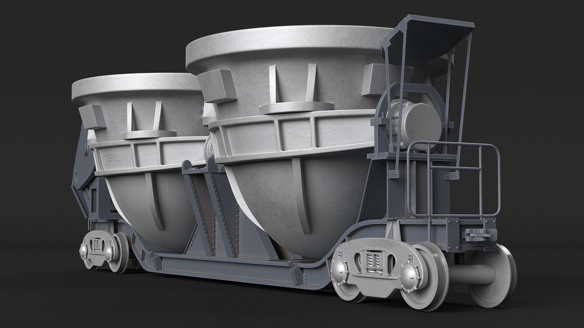 3D Steel Double Pot Slag Car - TurboSquid 2169073