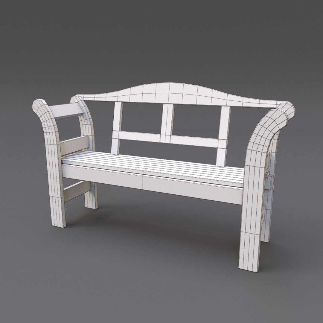 3d wooden bench model